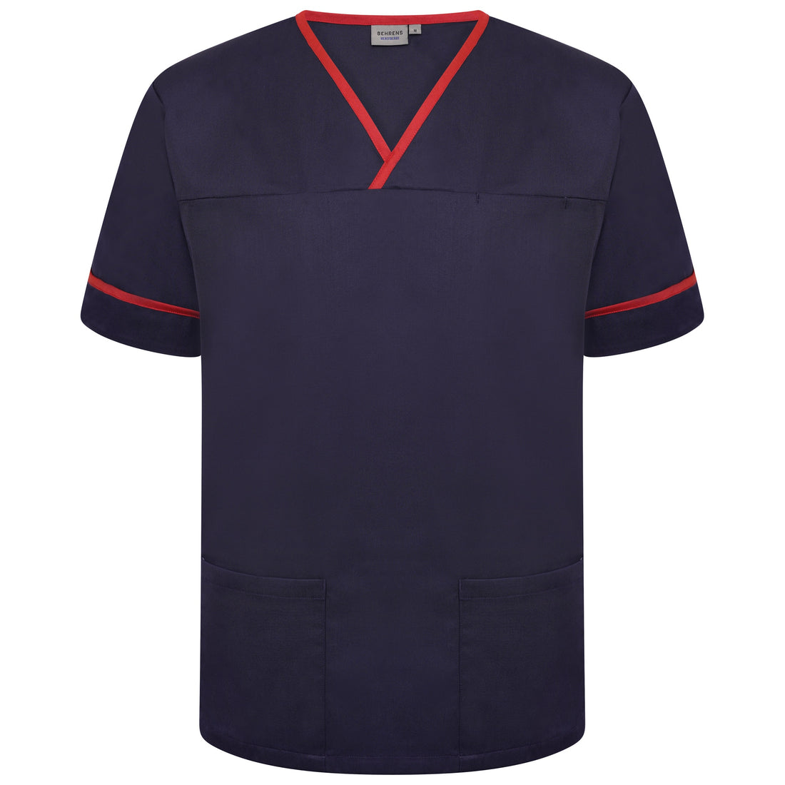 Behrens Navy/Red Trim Contrast Trim Smart Scrub Top - NSTT / NRT